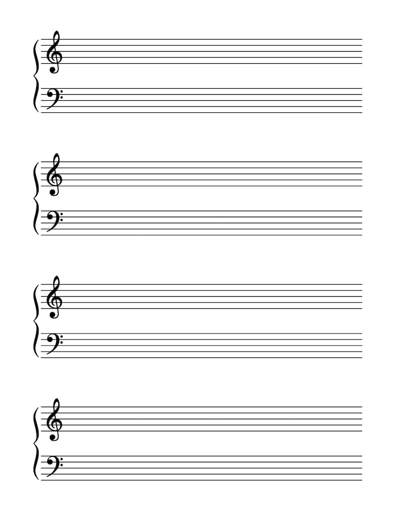 2-pack Printable Kids Blank Piano Sheet Music | Wide Grand Staff Music ...