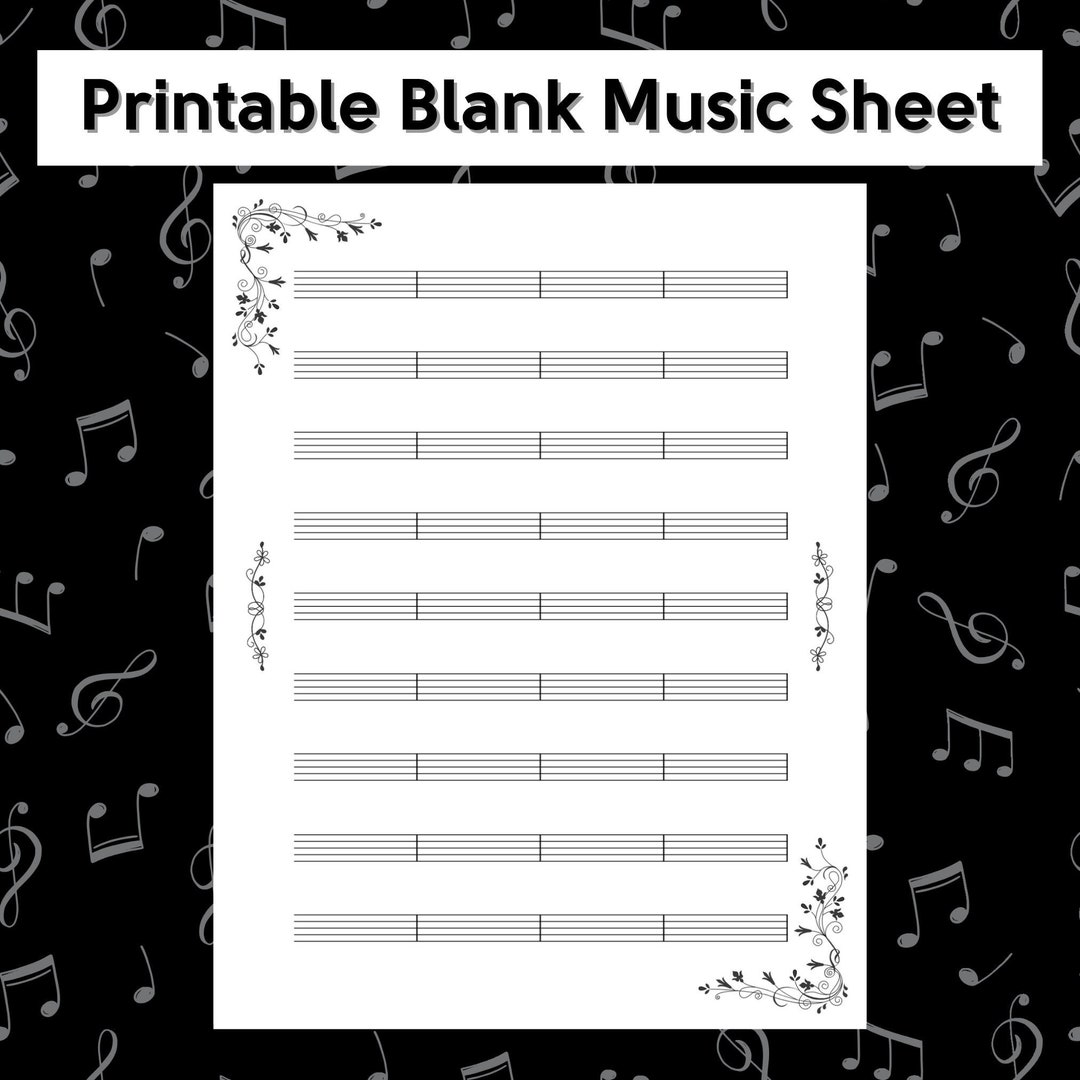 4-pack Printable Blank Sheet Music | Floral Music Manuscript Paper - Etsy