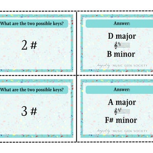 Printable Key Signature Flashcards | Relative Scales | Music Theory ...