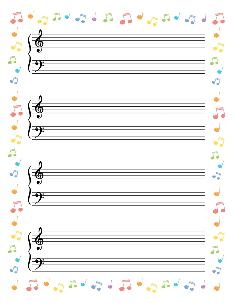 2-pack Printable Kids Blank Piano Sheet Music | Wide Grand Staff Music ...