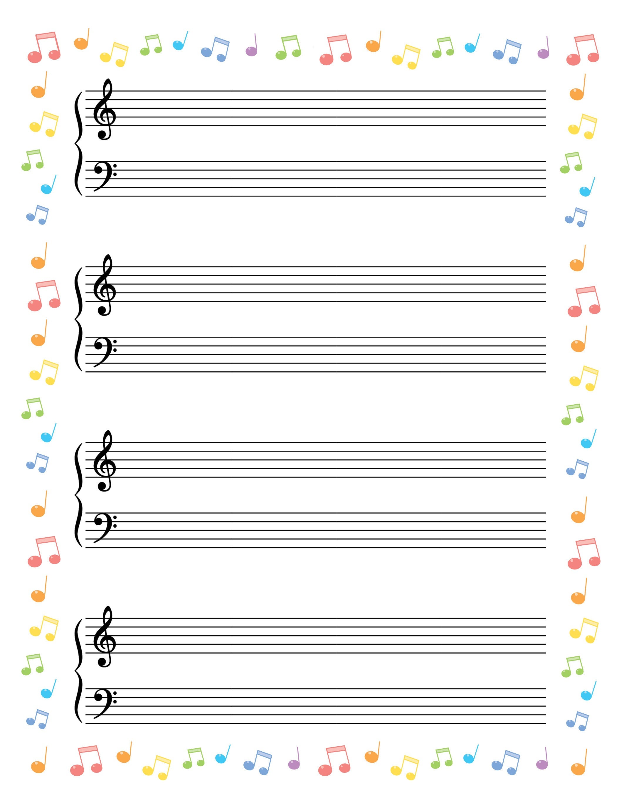 2-pack Printable Kids Blank Piano Sheet Music Wide Grand Staff Music ...