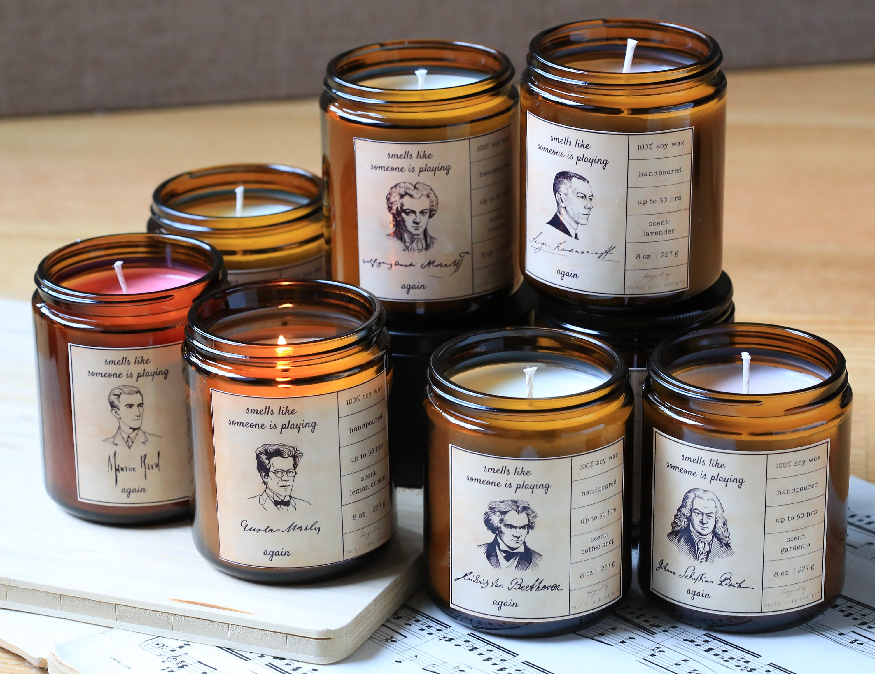 Composer Candle - Classical Music Gift | Handmade 100% Natural Vegan ...