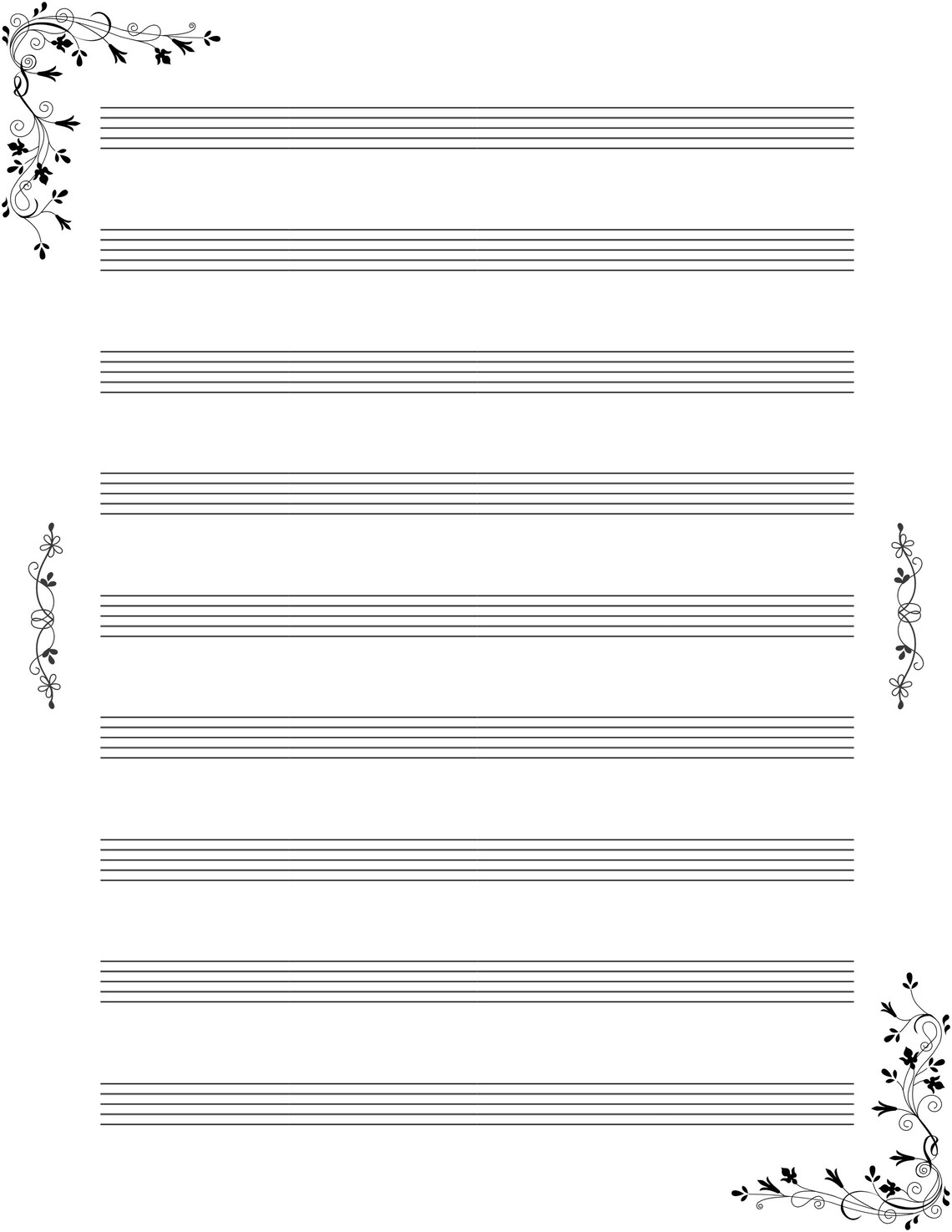 4-pack Printable Blank Sheet Music | Floral Music Manuscript Paper - Etsy