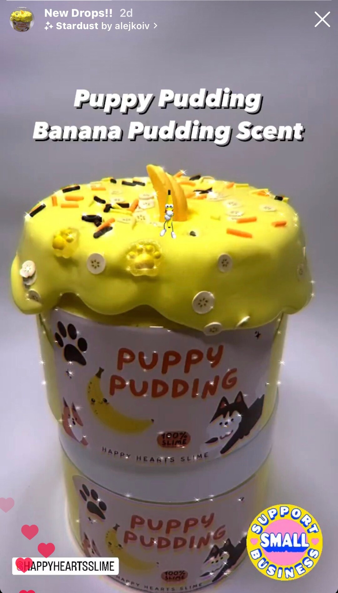 Happy Hearts Slime PUPPY PUDDING Banana Scent Soft Butter Slime Paw ...
