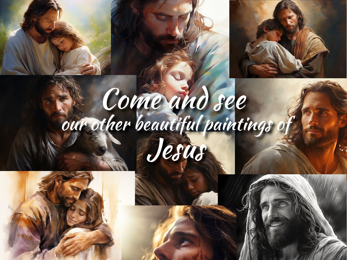 Jesus Looking Out With a Watercolor Background Jesus Painting the ...