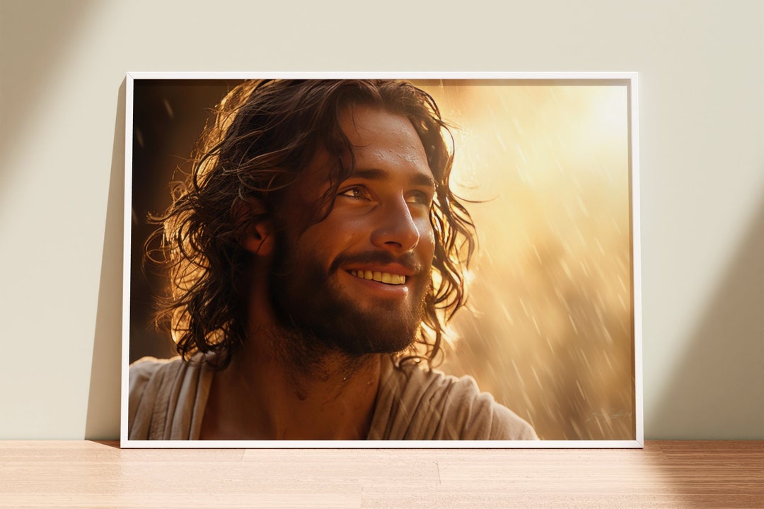 Smiling Jesus in the Rain | Jesus Painting | the Living Christ ...