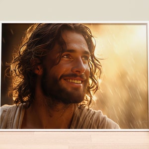Smiling Jesus in the Rain | Jesus Painting | the Living Christ ...