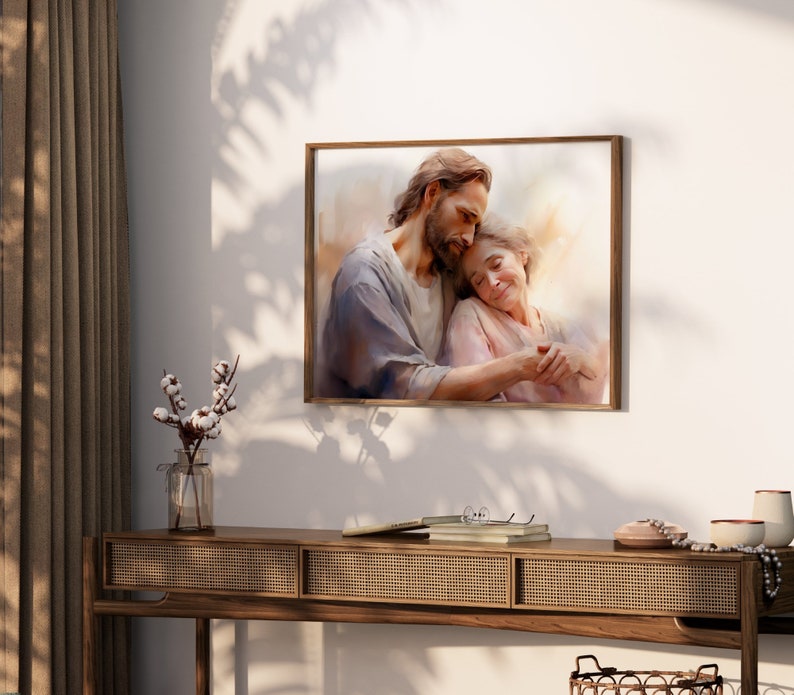 Jesus Comforts Old Woman Print | Christian Watercolor Art (digital ...