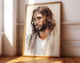 Jesus by the River, Watercolor Poster Painting Print Bible Verse Wall ...