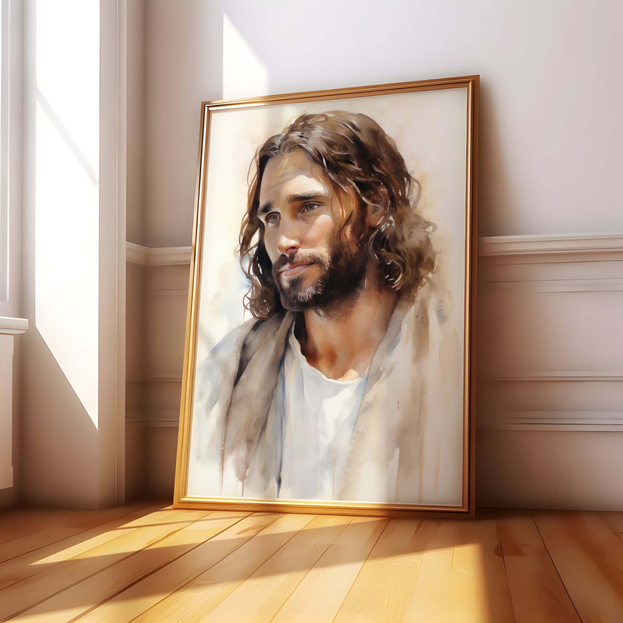 Jesus Looking Out With Kind Eyes Poster Painting Print Bible Verse Wall ...