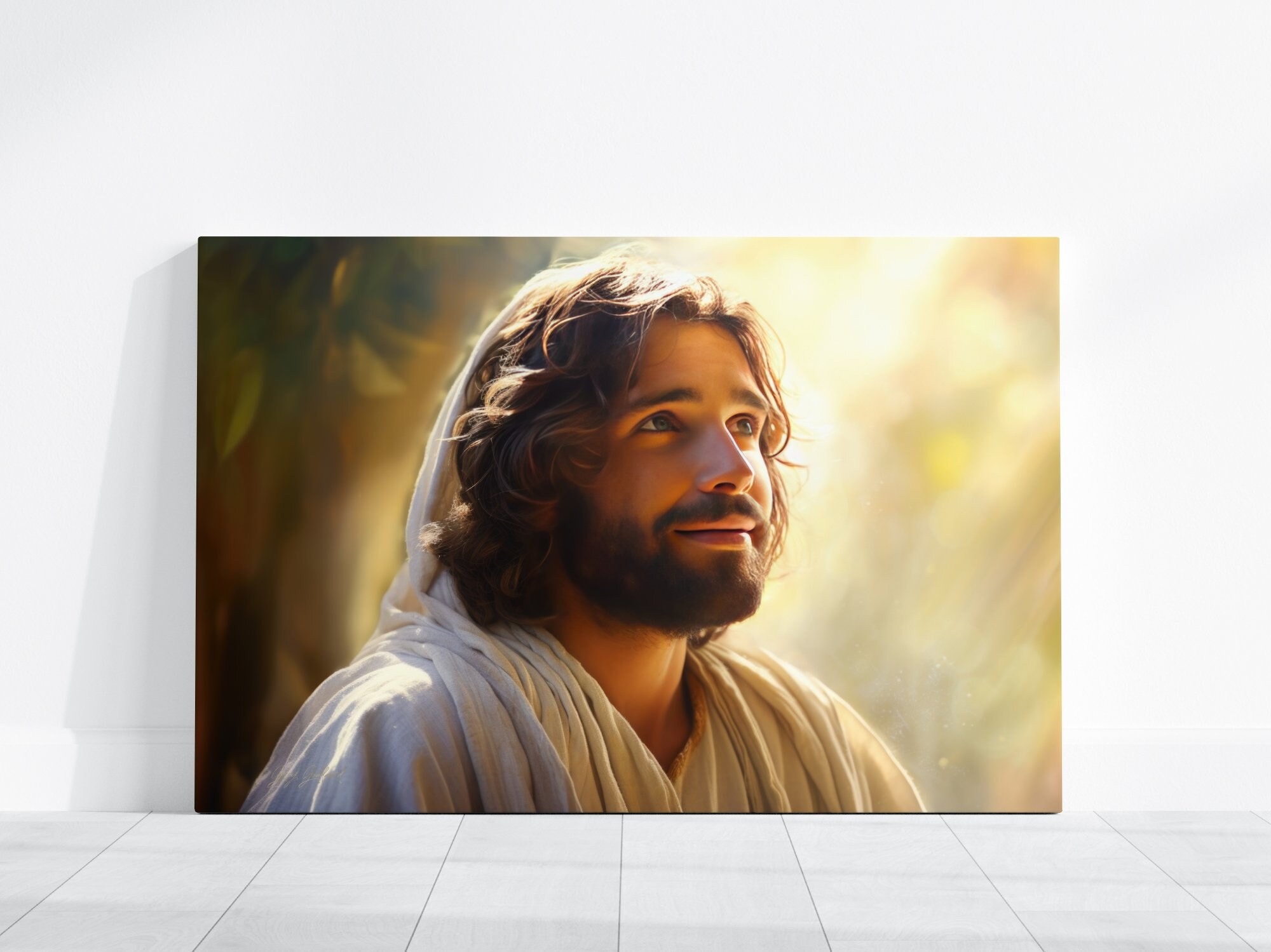 Hopeful Jesus With a Bright Background Jesus Painting the Living Christ ...