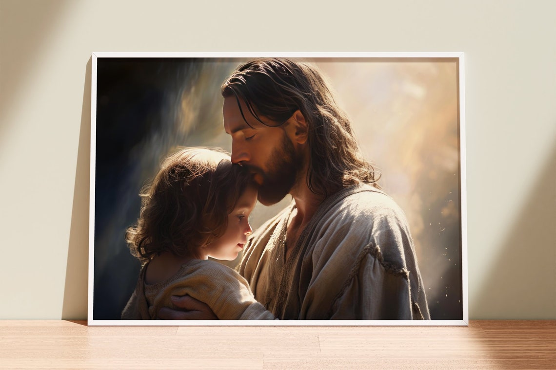 Jesus Kissing a Child's Forehead | Jesus Holding Child | Jesus Painting ...