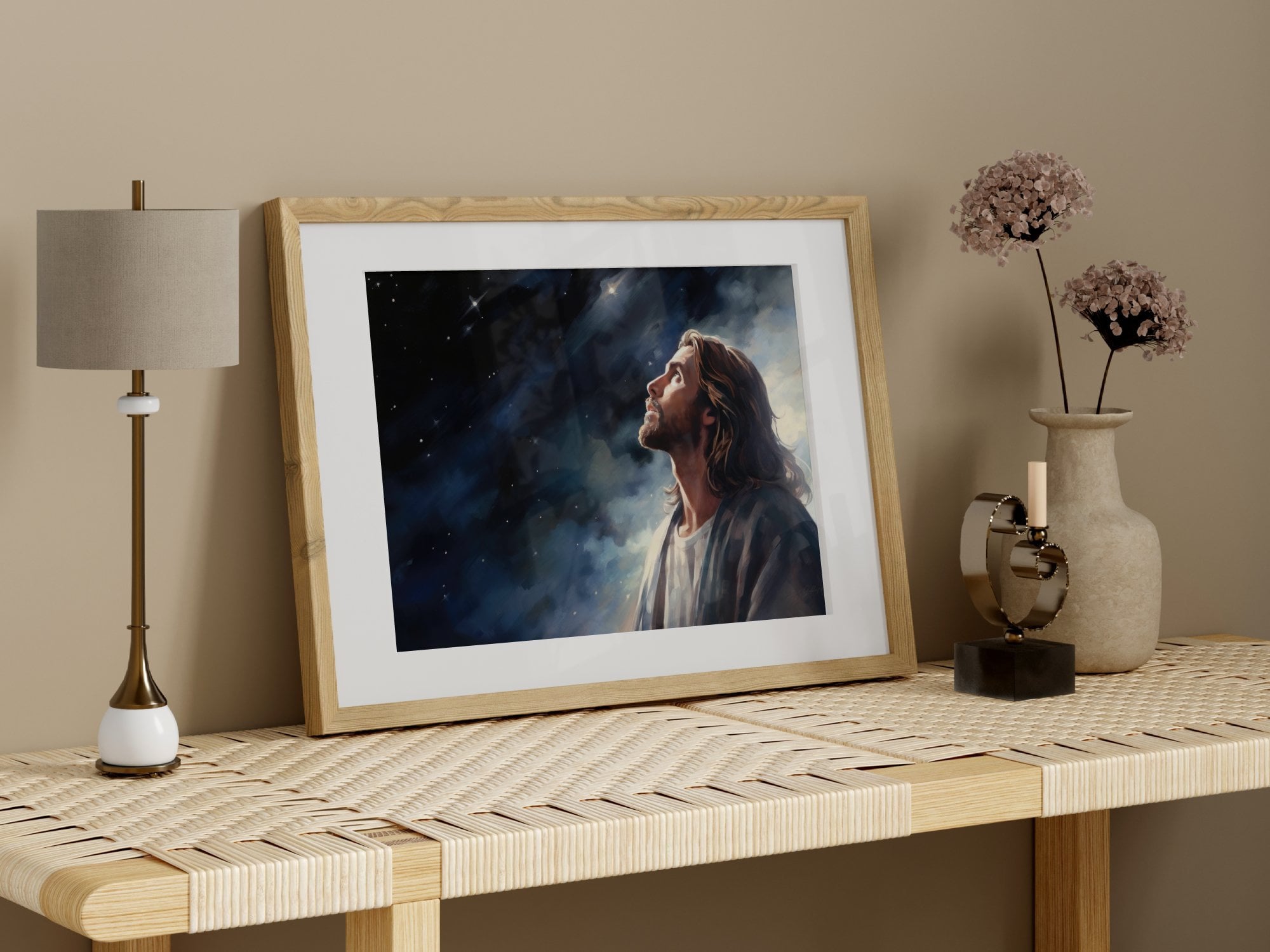 Jesus Looks up at the Night Sky | Jesus Painting | the Living Christ ...