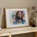 Jesus Looking Out With a Watercolor Background Jesus Painting the ...