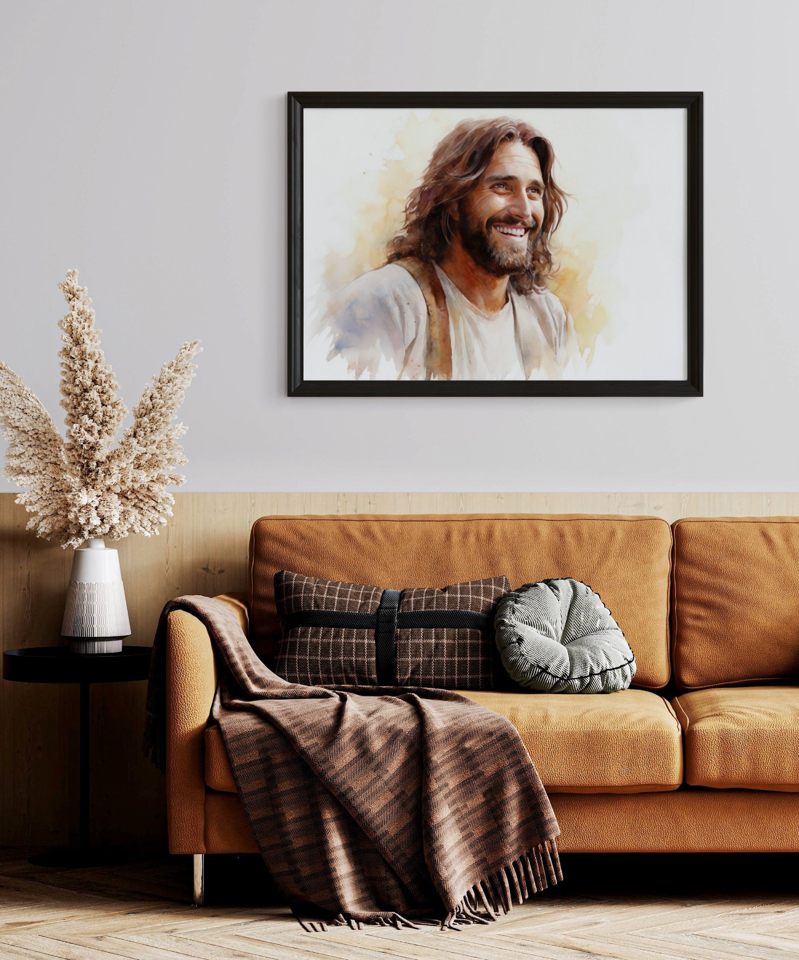 Smiling Jesus Watercolor Art Print | Christian Wall Decor (digital ...