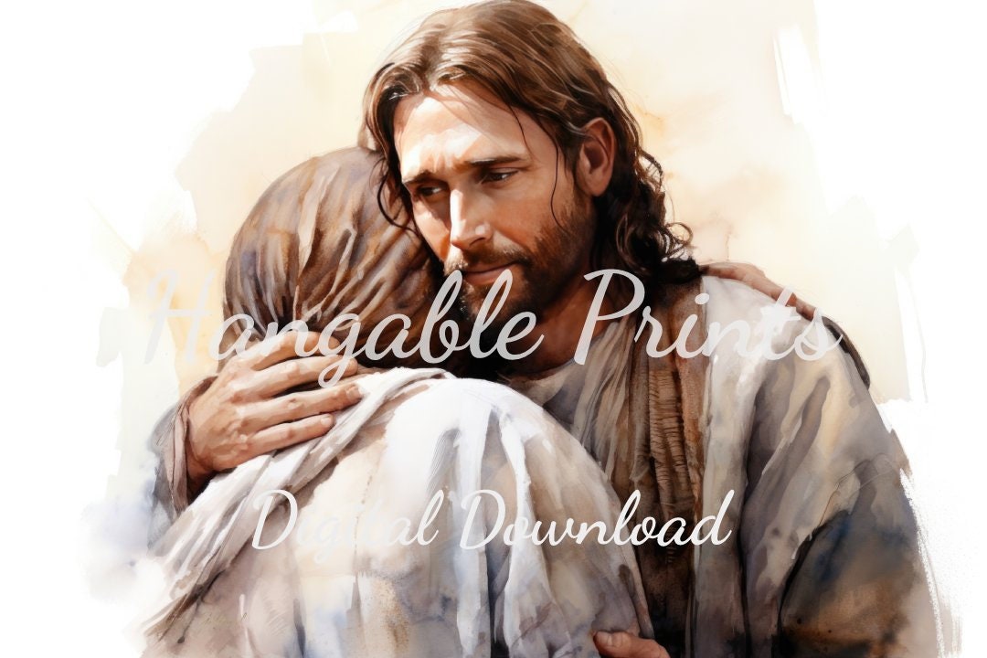 Jesus Comforts You, Watercolor Jesus Painting the Living Christ Picture ...