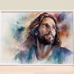 Jesus Looking Out With a Watercolor Background | Jesus Painting | the ...