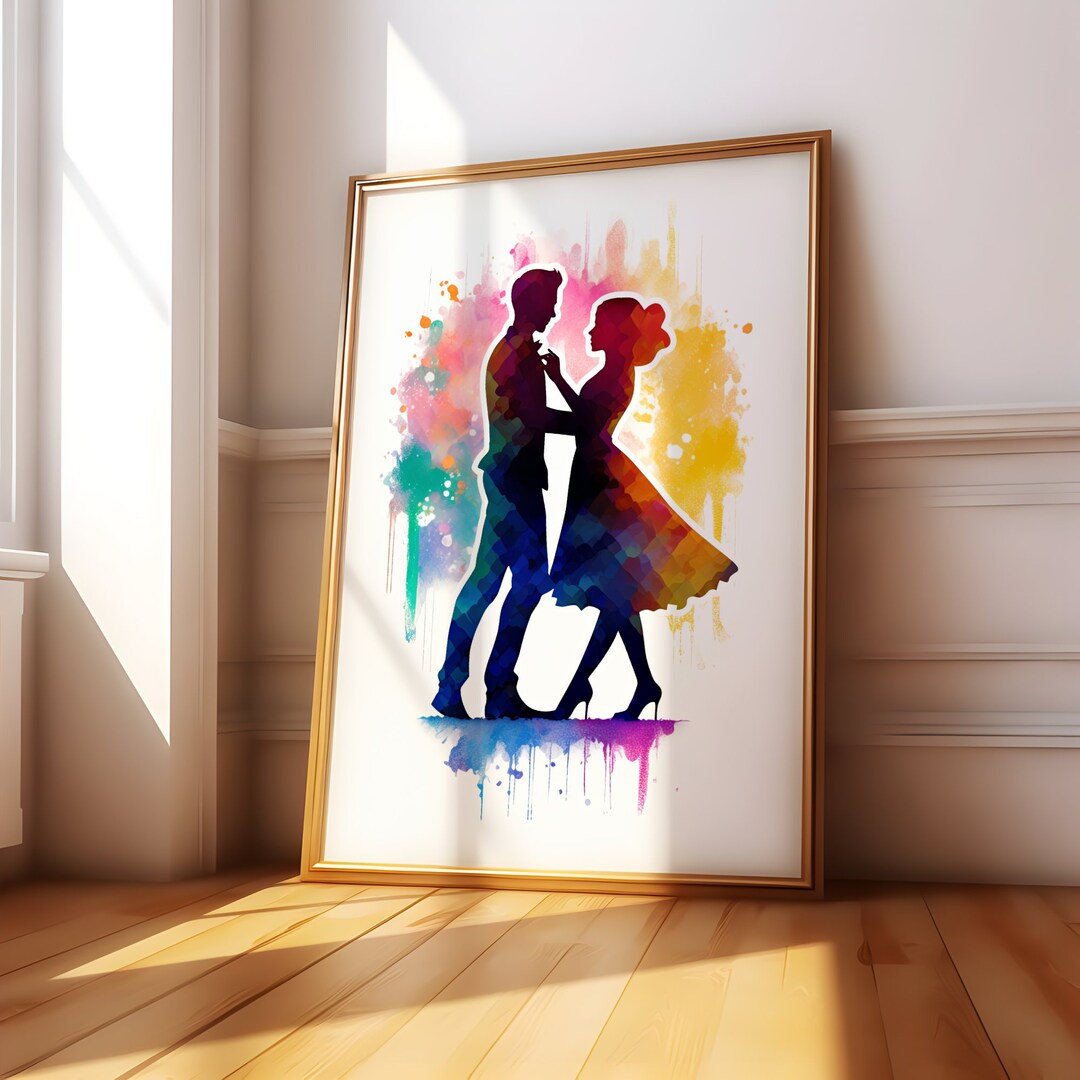 Young Couple Dancing - Splash Painting | Silhouette Splatter Painting ...