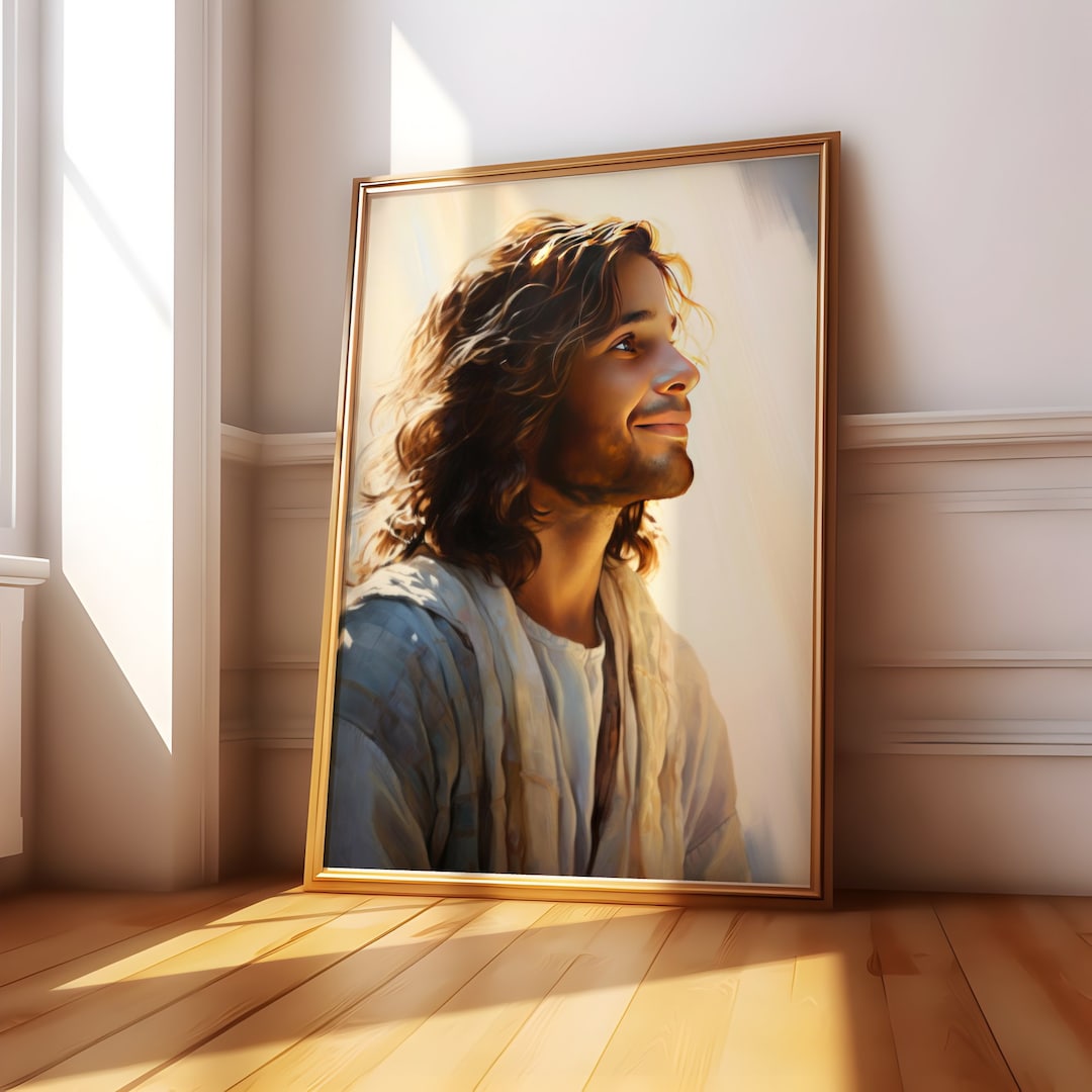 Jesus, Pleasant Smile | Poster Painting Print Bible Verse Wall Art Gift ...