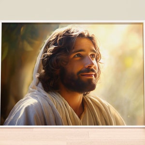 Hopeful Jesus With a Bright Background Jesus Painting the Living Christ ...
