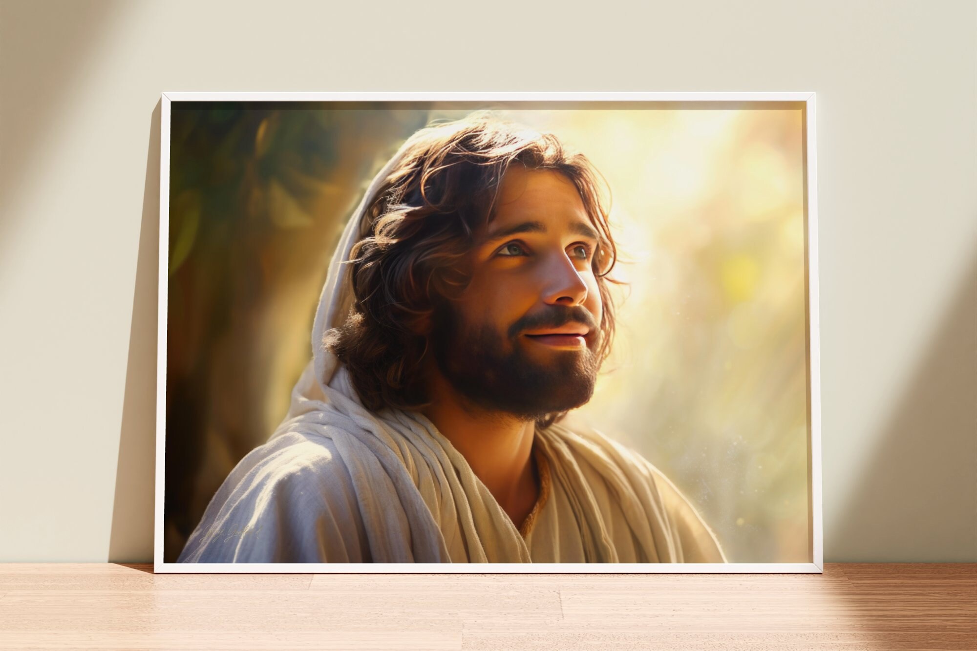 Hopeful Jesus With a Bright Background Jesus Painting the Living Christ ...
