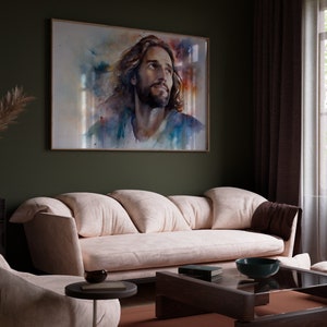 Jesus Looking Out With a Watercolor Background | Jesus Painting | the ...