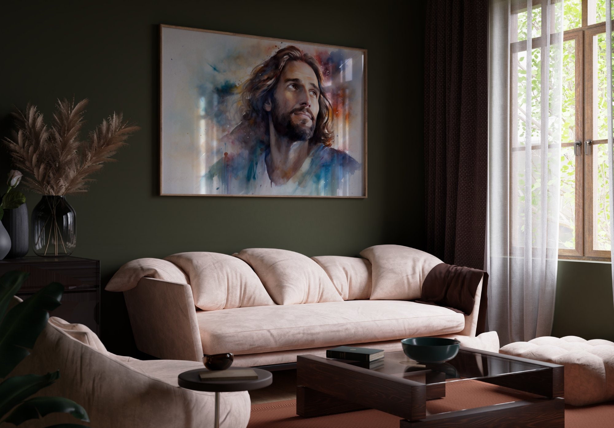 Jesus Looking Out With a Watercolor Background | Jesus Painting | the ...
