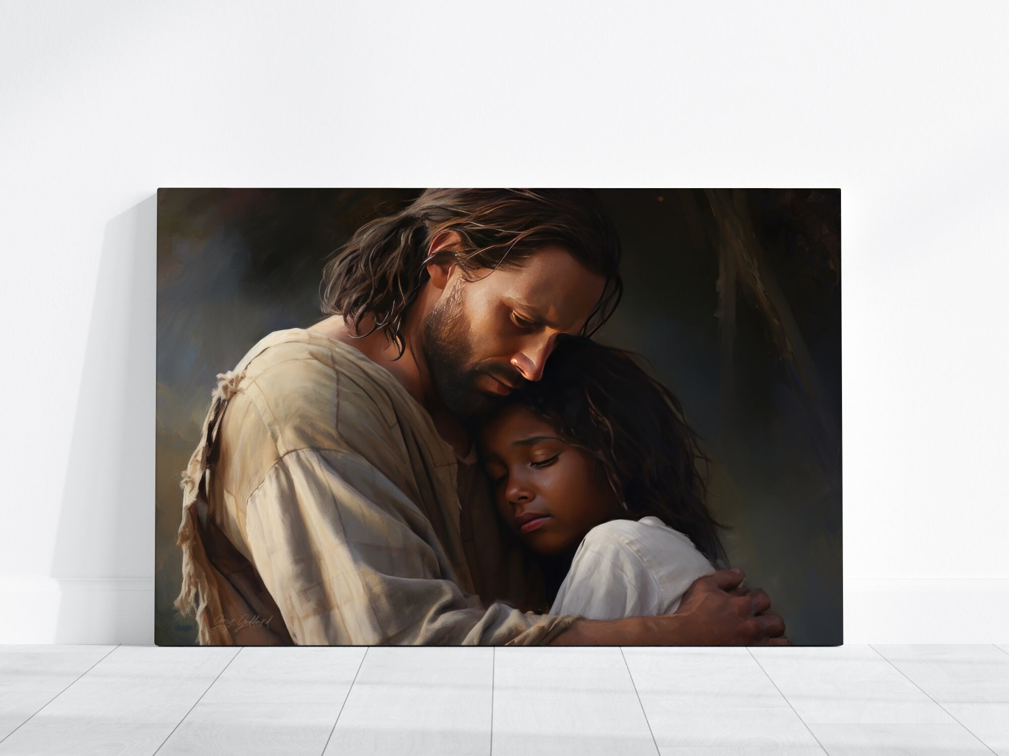 Jesus Hugging an Adorable Young Girl, You Belong Here Jesus Painting ...