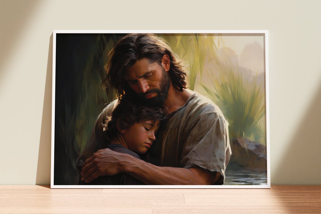 Jesus Hugging a Boy Close, I Am Here | Jesus Painting | the Living ...