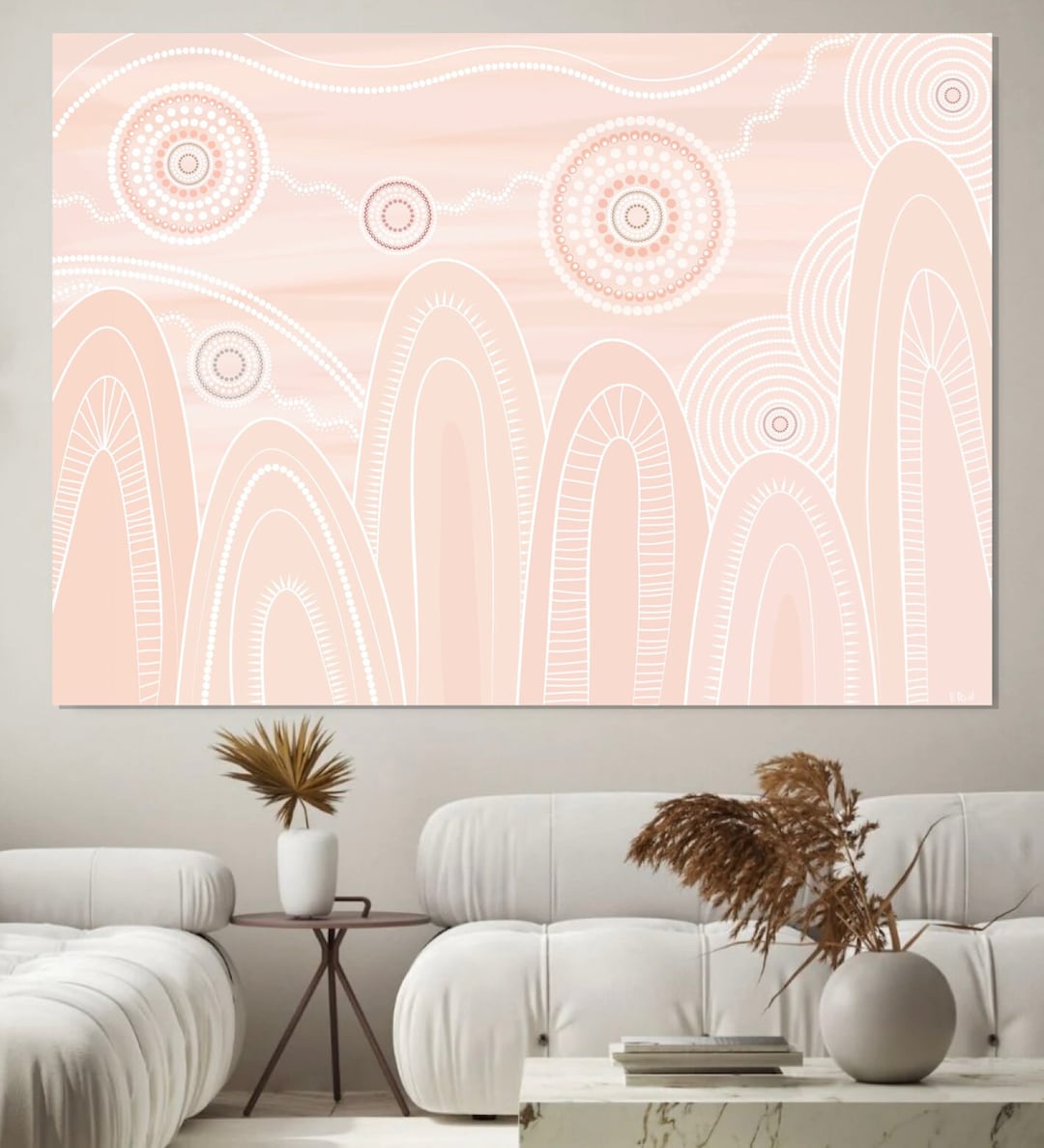 Aboriginal Art Vector Print (pastel Orange) - Large - Etsy