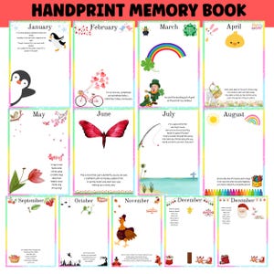 Handprint Footprint Calendar: DIY Kids Memory Book (printable Bundle ...