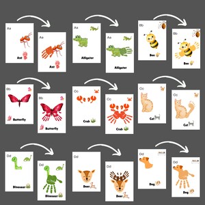 Animal Book Alphabet Handprint Art DIY Keepsake, ABC Footprint Craft ...