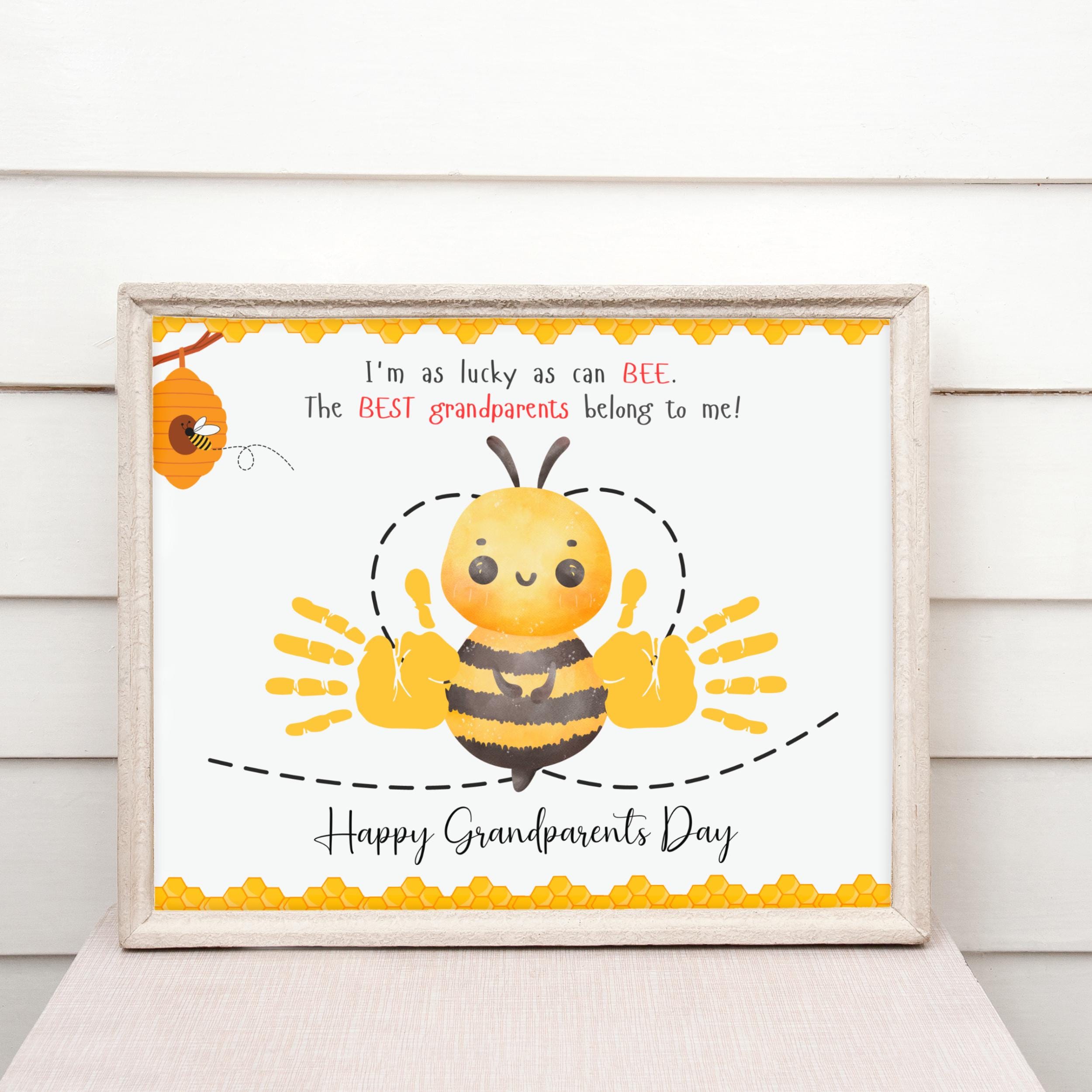 Bee Grandparents Day Personalized Card, Handprint Footprint Art ...