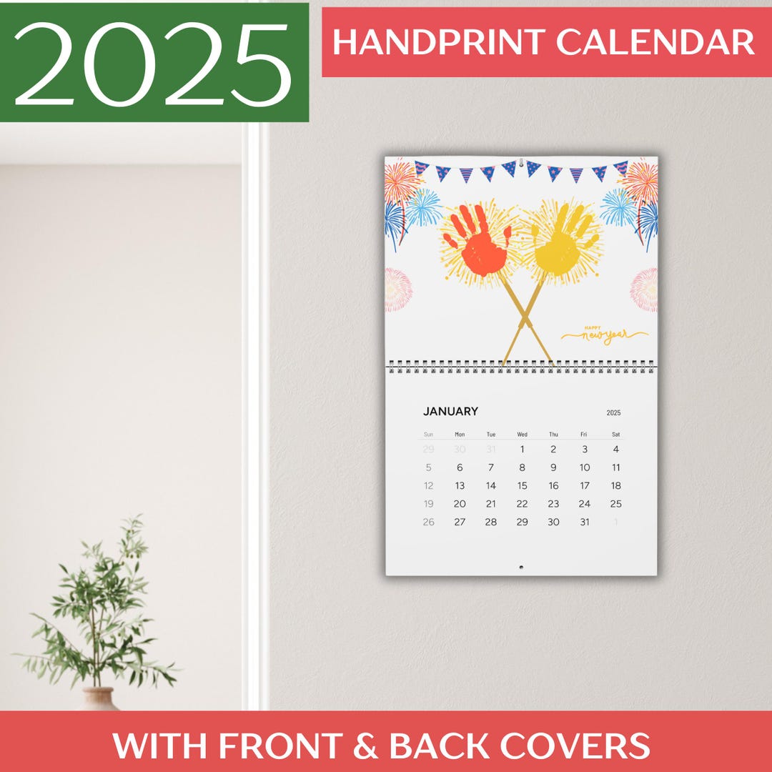 Handprint Wall Calendar 2025, Personalized Grandparents Gift, 12 Month ...