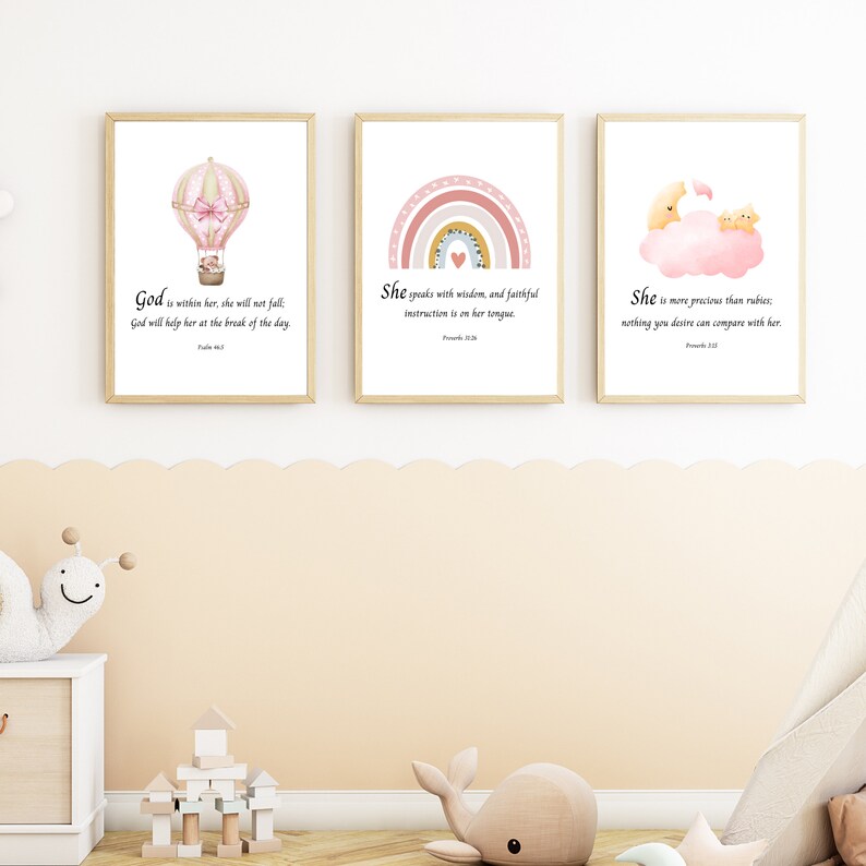 Boho Nursery Bible Verse Wall Art, Christian Nursery Decor, Nursery ...