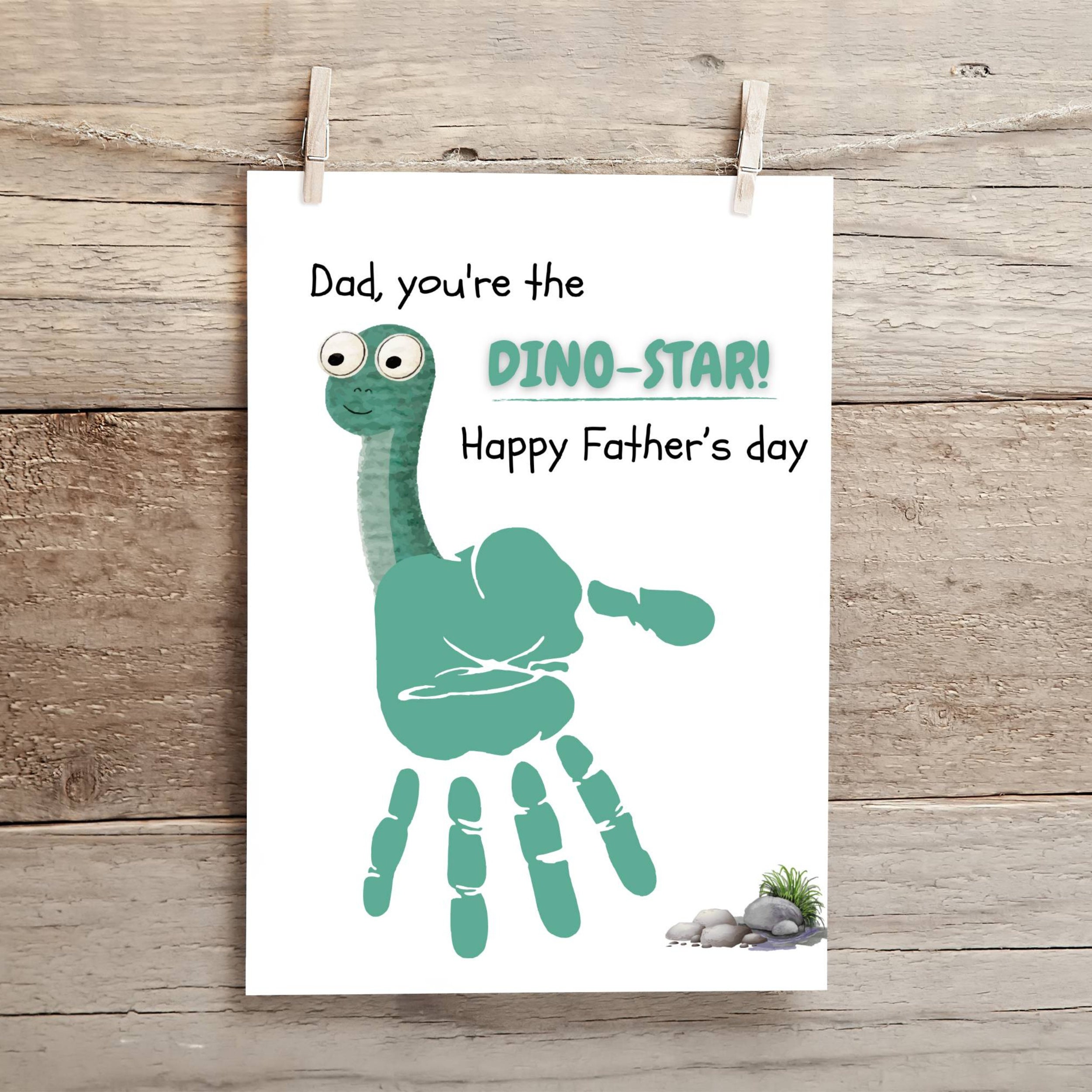 Papa Handprint Art Fathers Day Gift Dinosaur Handprint Craft DIY ...