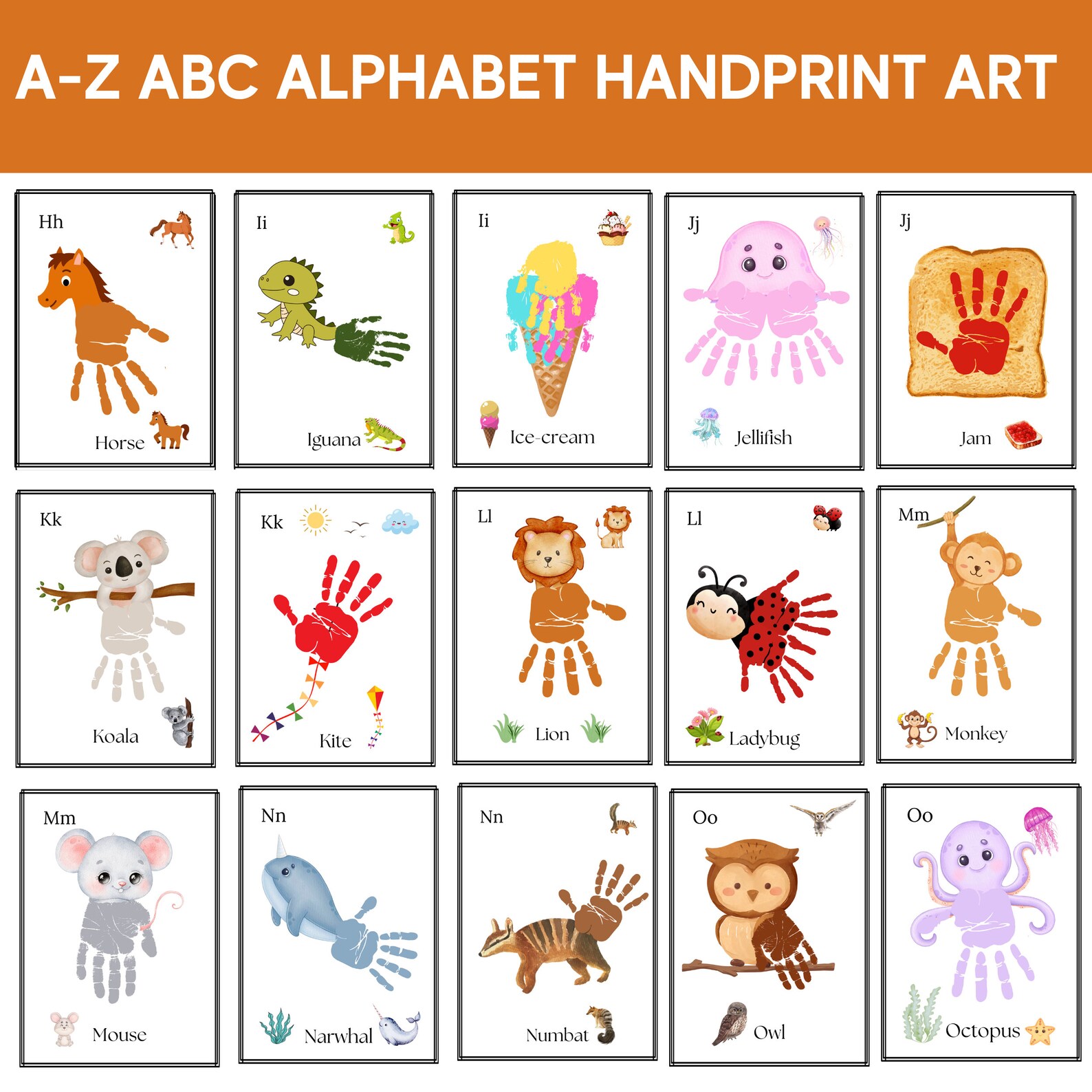 Handprint Alphabet Book - ABC Handprint Art for Kids, A-Z Phonic ...