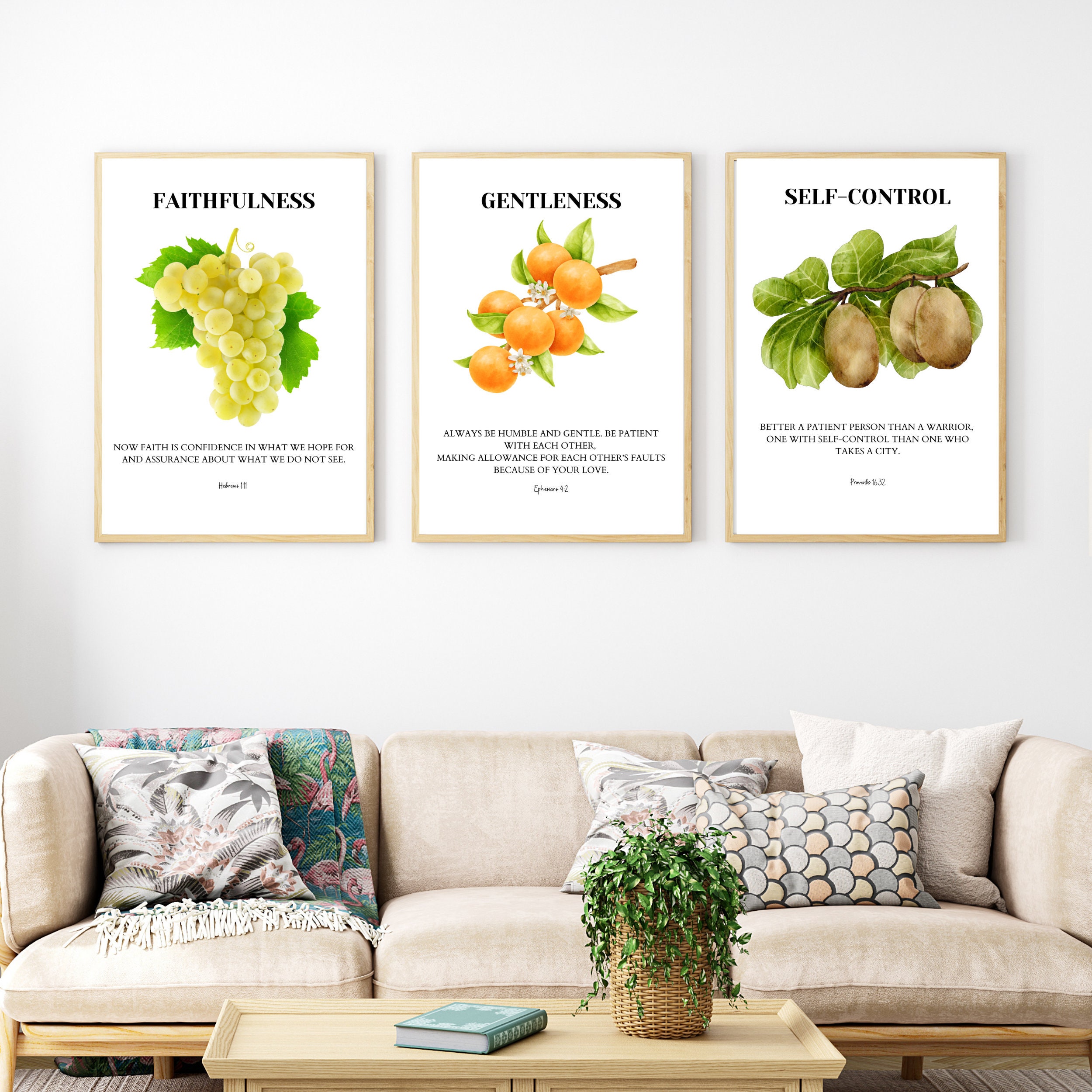 Fruit of the Spirit Wall Art Set of 9 Galatians 5:22-23 Bible - Etsy