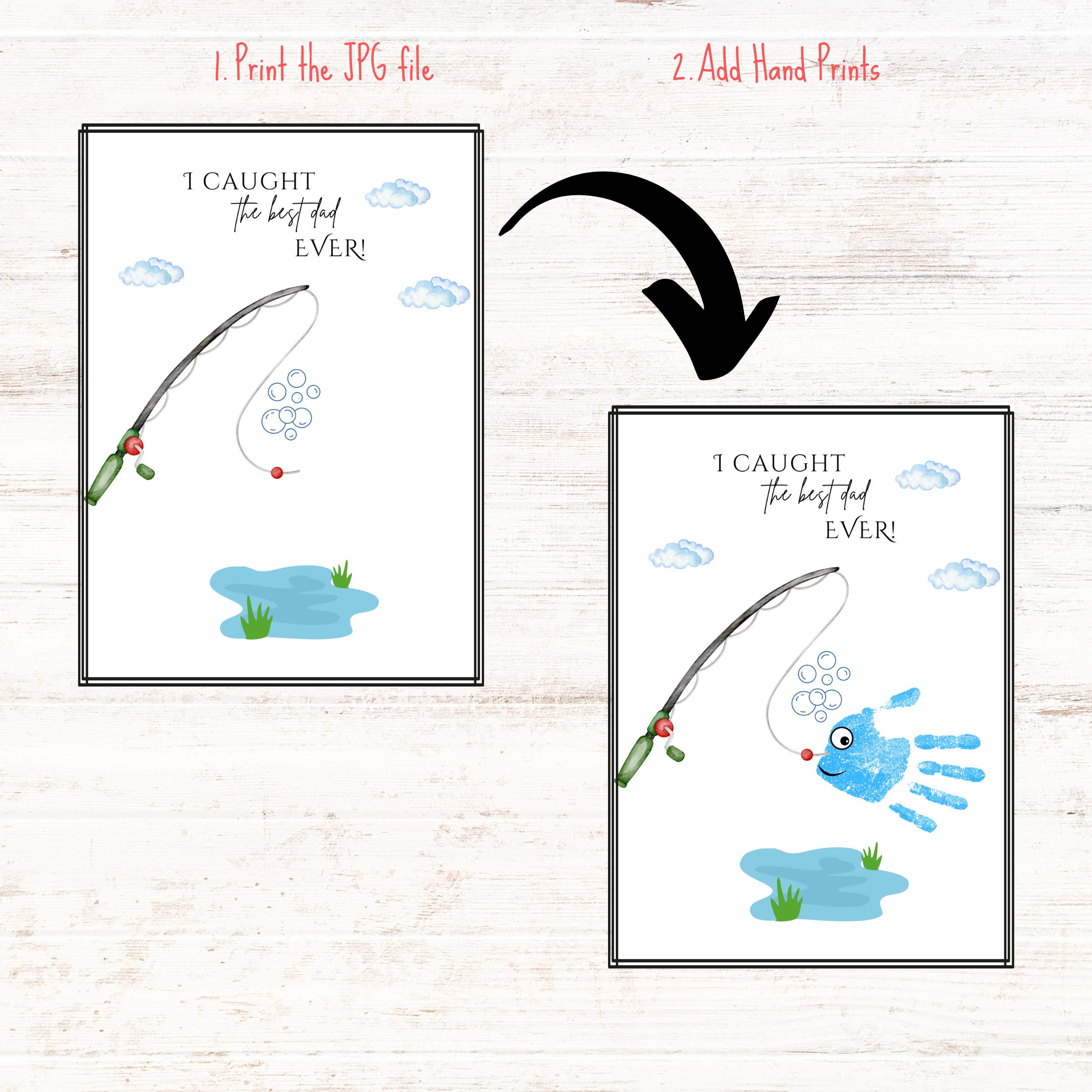 Fathers Day Handprint Craft Bundle, DIY Keepsake Printable, Fathers Day ...