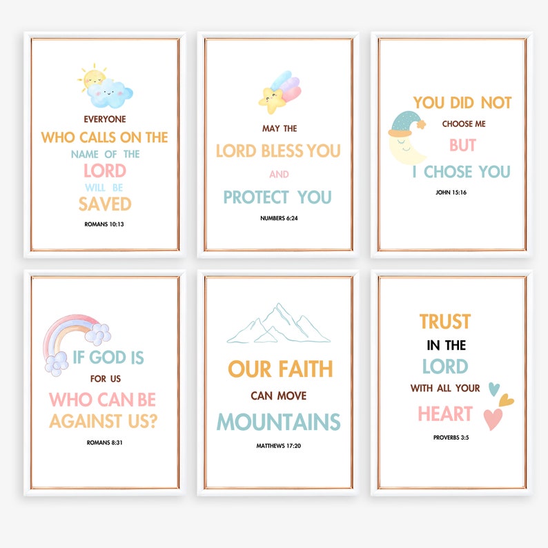 Kids Bible Verse Poster Bundle, Christian Education Printable, Sunday ...