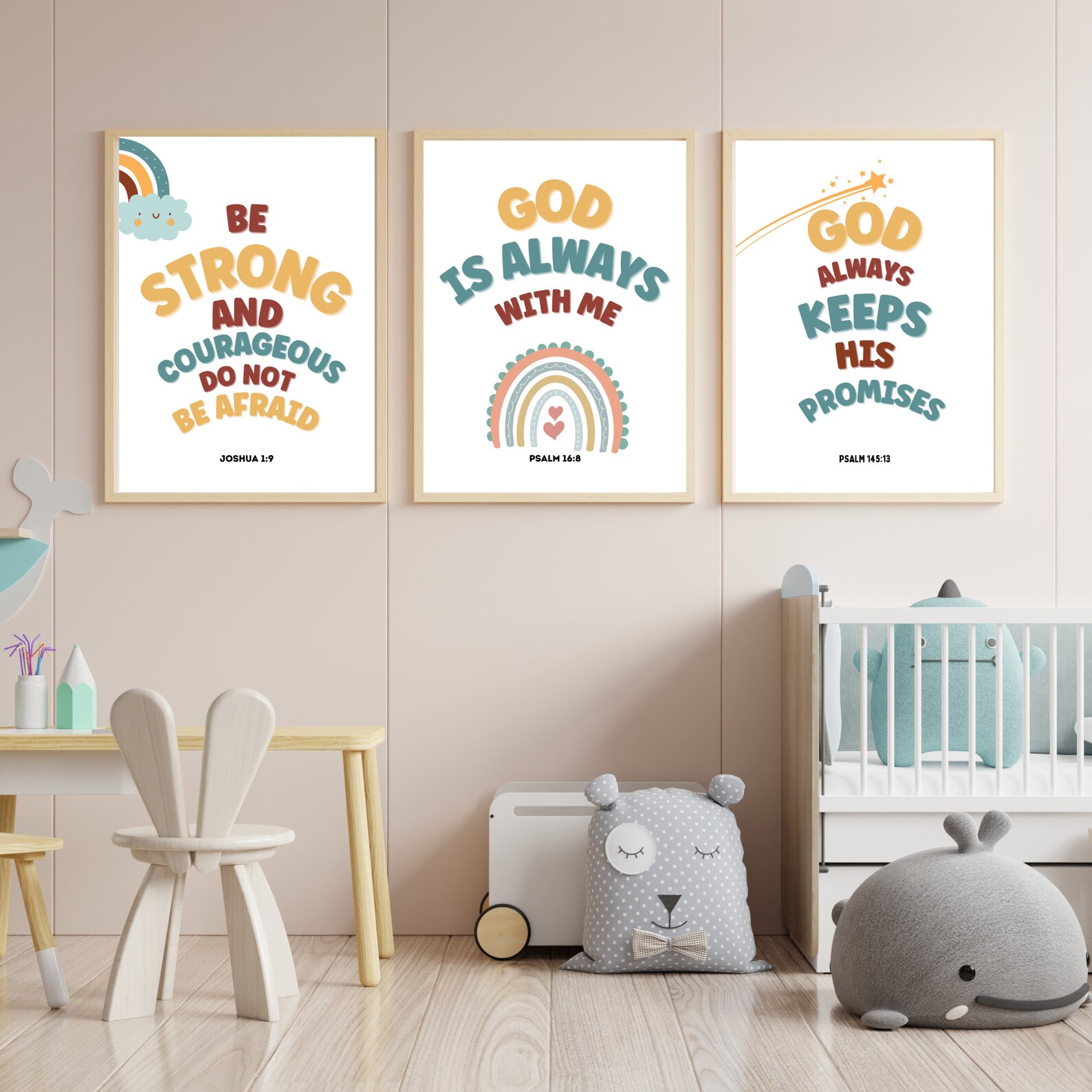 Kids Bible Verse Wall Art Prints Sunday School Decor Christian ...