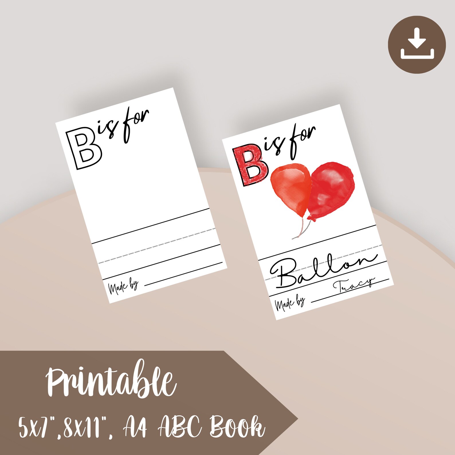 Printable Baby Shower ABC Book Template, Alphabet Cards DIY, Baby ...
