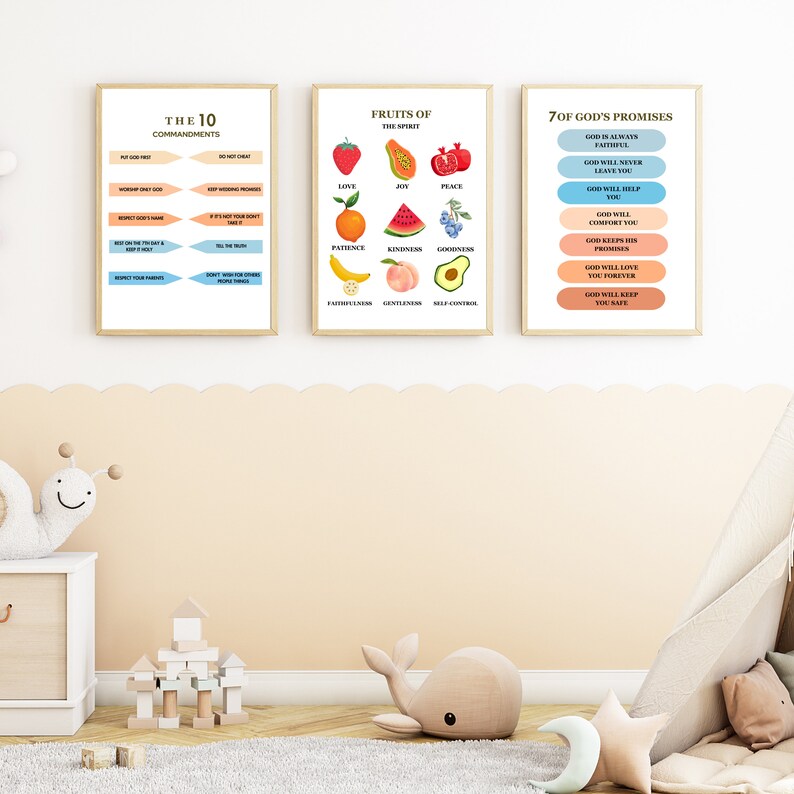 Books of the Bible Kids Scripture Posters, Ten Commandments & Bible ...
