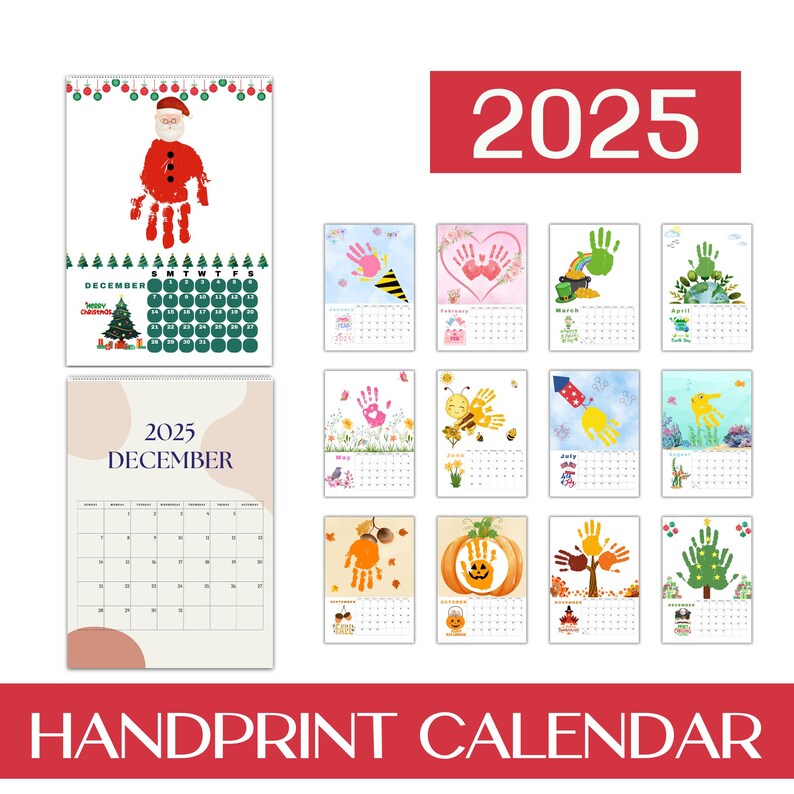 Handprint Calendar 2025, Handprint Craft for Kids Baby Toddler Memory ...