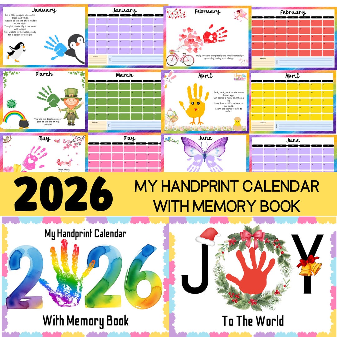 2026 Handprint Calendar Template, DIY Keepsake (PDF) - Etsy