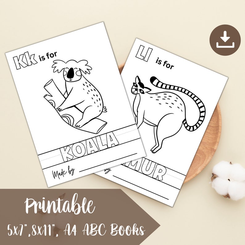 ABC Book Baby Shower Game Greenery Woodland Alphabet Coloring Book Baby ...