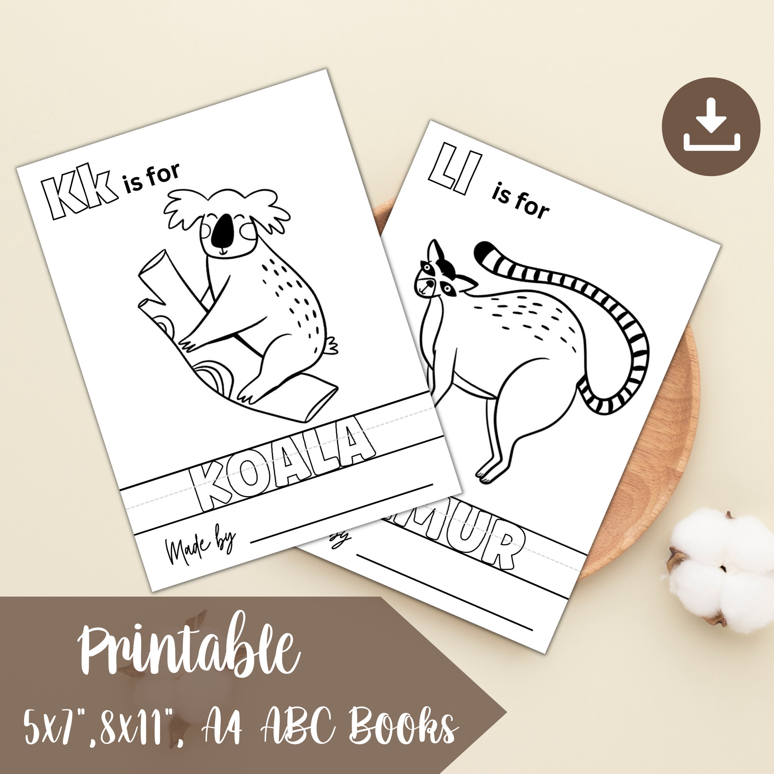 ABC Book Baby Shower Game Greenery Woodland Alphabet Coloring Book Baby ...