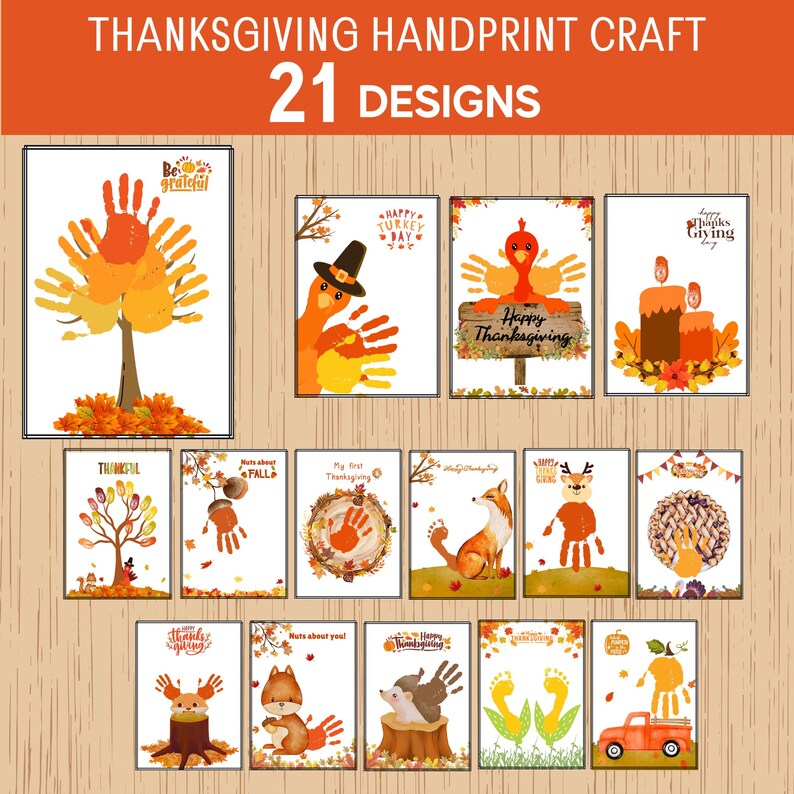 Thanksgiving Handprint Craft Bundle, Printable Thanksgiving Art for ...