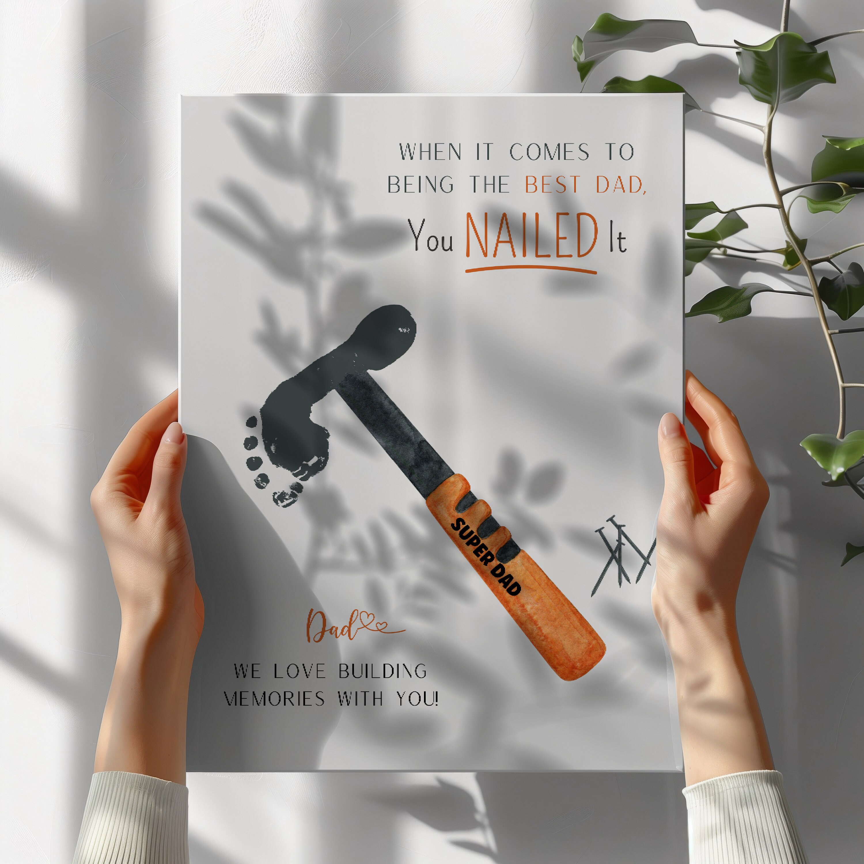 Hammer Footprint Craft Printable, Father's Day Keepsake for Toddler Son ...