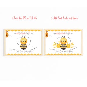 Bee Grandparents Day Personalized Card, Handprint Footprint Art ...